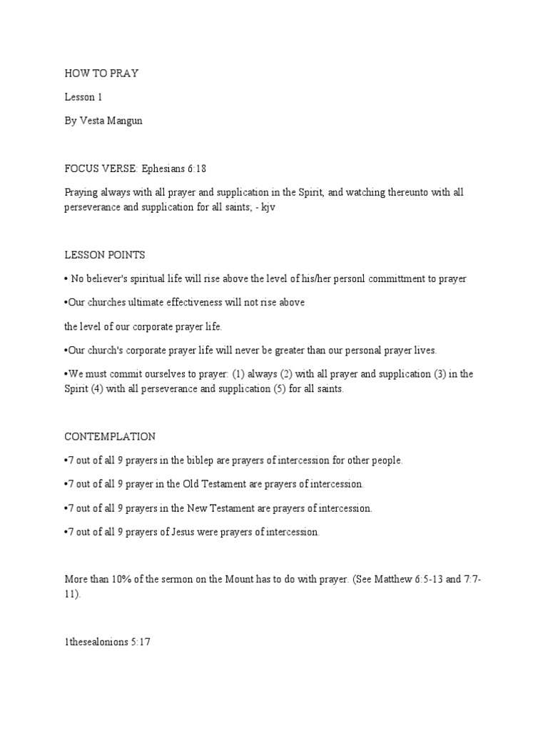 How To Pray by Vesta Mangun | PDF | Prayer | Jesus