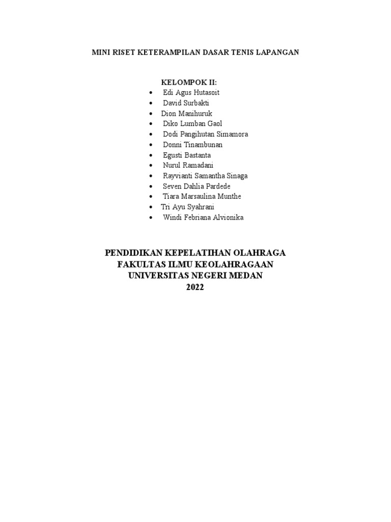Mini Riset Kelompok 2 Keterampilan Dasar Tenis Lapangan | PDF