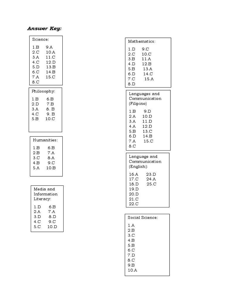NAT Exam Answer Key 2025 | PDF | Foreign Language Studies | Science ...