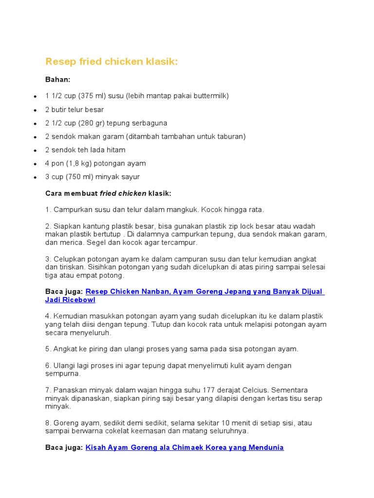 Cara Membuat Fried Chicken | PDF