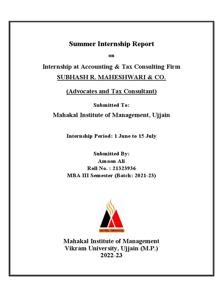Summer Internship Report Pdf Audit Hierarchy