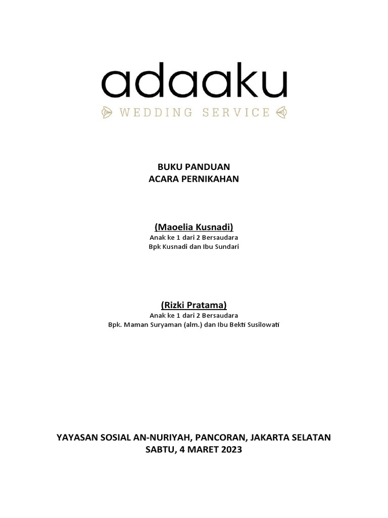 Buku Panduan Rundown Wedding 2020 | PDF