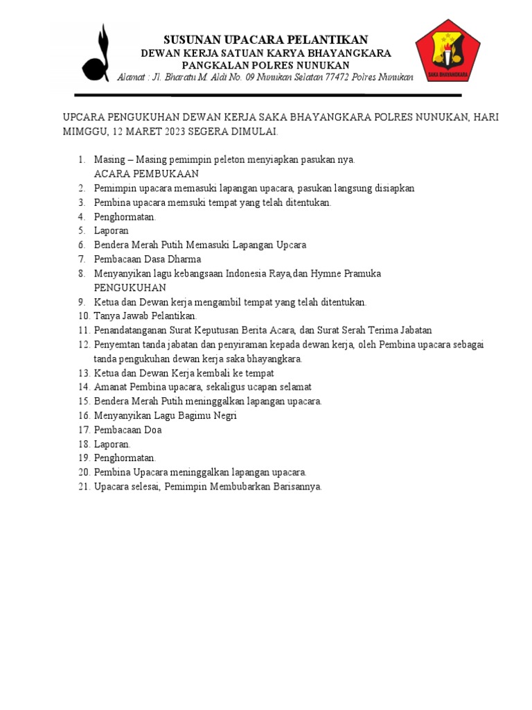 Susunan Upacara | PDF