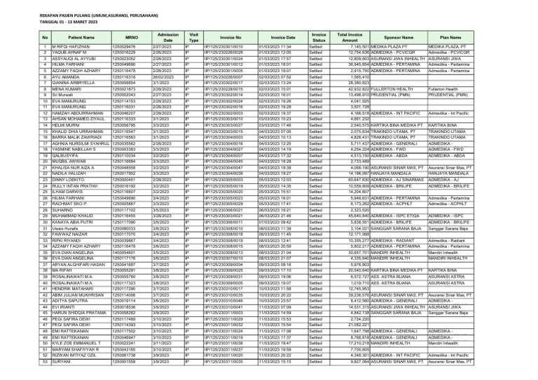 Rekapan Pasien Pulang | PDF | Indonesia