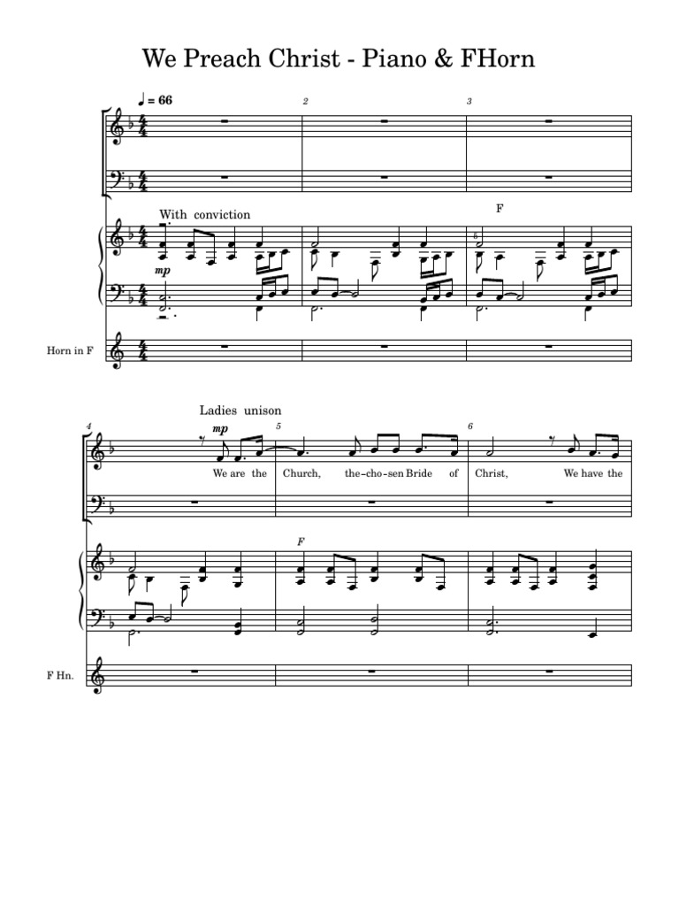 We Preach Christ Chris Diane Machen We Preach Christ Piano FHorn | PDF