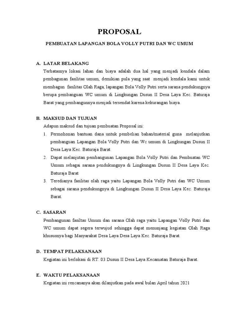 Proposal Lapangan Volly Putri | PDF