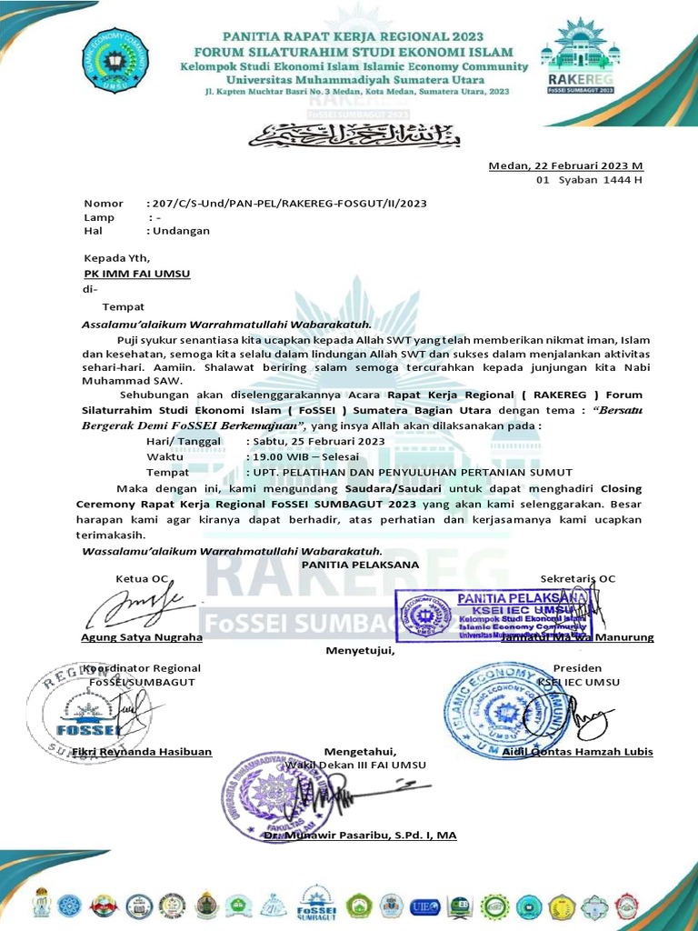 Surat Undangan Closing Ceremony IMM PDF | PDF