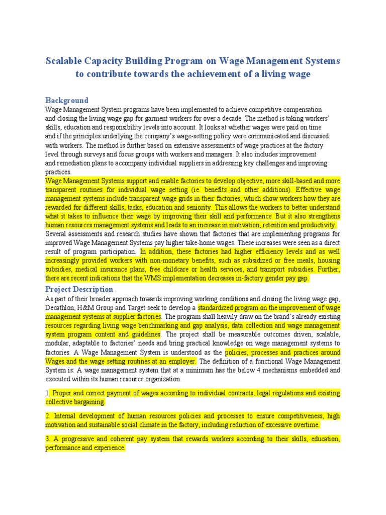 Wage Management Pdf Sustainability Living Wage 0801
