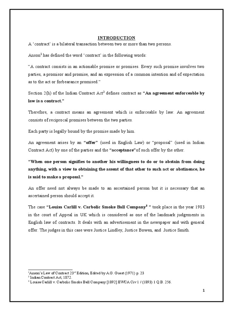 Contract Law Landmark Judgement | PDF | Offer And Acceptance | Common Law