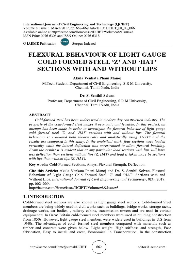 Flexural Behaviour - CFS | PDF | Sheet Metal | Strength Of Materials
