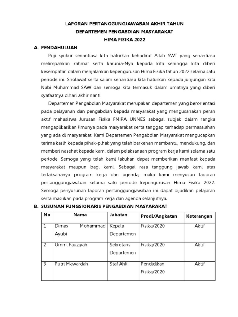 LPJ Akhir Tahun Dept PANGKAT Revisi Terbaru PDF | PDF