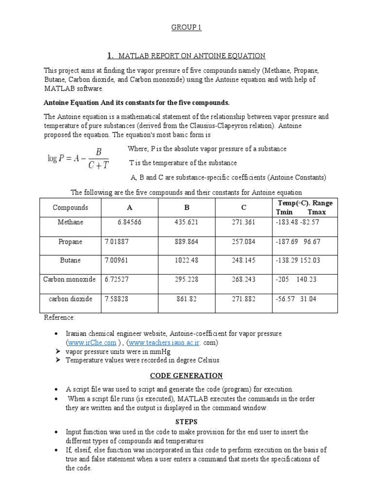 Matlab Group 1 Project Report | PDF | Matlab | Propane