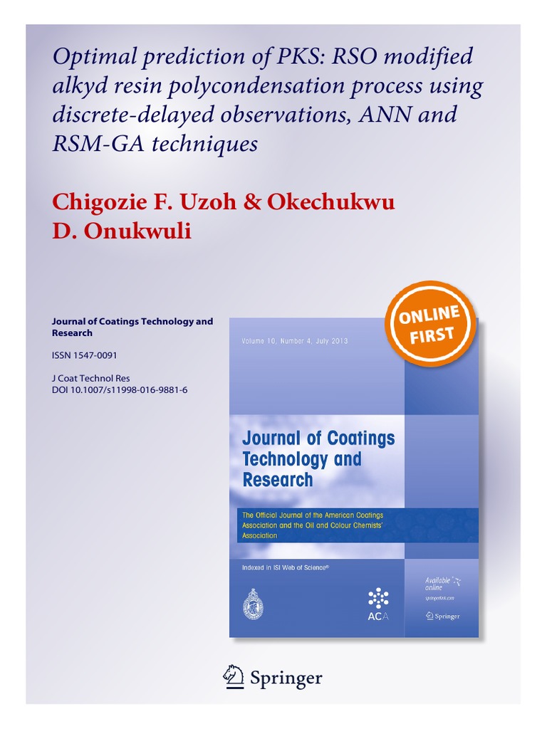 Journal of Coating Technology and Research | PDF | Mathematical Optimization | Vegetable Oil