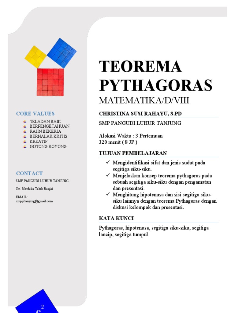 Modul Ajar Teorema Pythagoras | PDF | Metode & Bahan Ajar