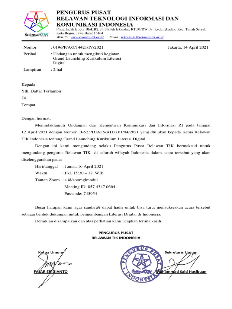 Undangan Grand Launching Kurikulum LitDig | PDF
