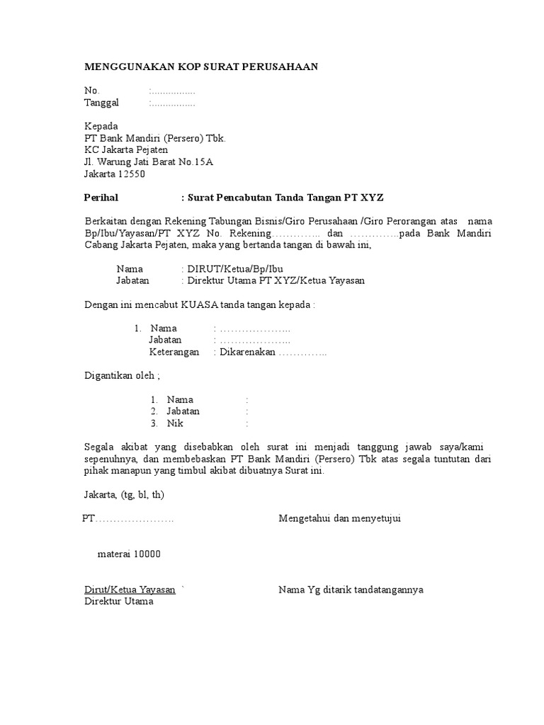 Surat Pencabutan TTD Cek | PDF