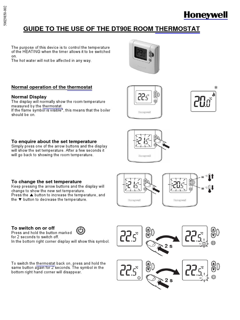 Honeywell Dt90e Digital Room Thermostat User Guide | PDF | Thermostat ...