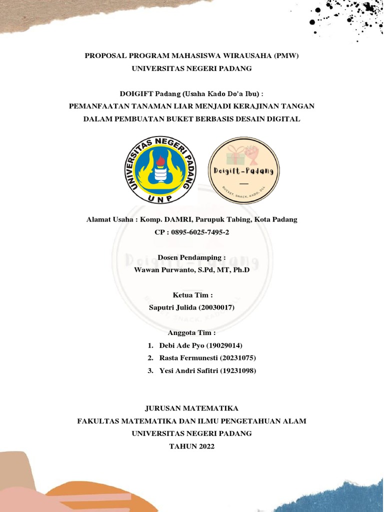 Proposal PMW: Buket Tanaman Liar | PDF | Bisnis | Seni