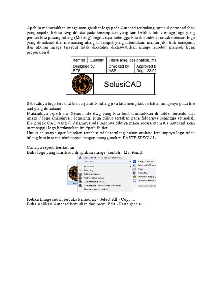Cara Pasang Logo Image Di Etiket AutoCAD | PDF