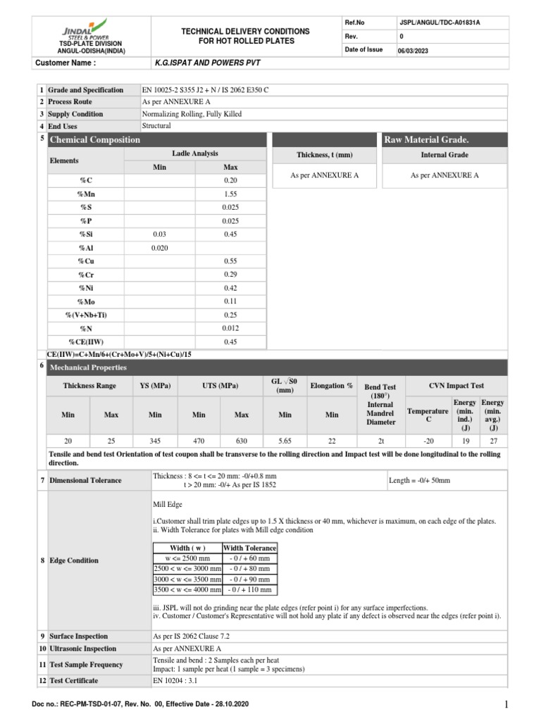TDC Certificate PDF | Download Free PDF | Rolling (Metalworking ...