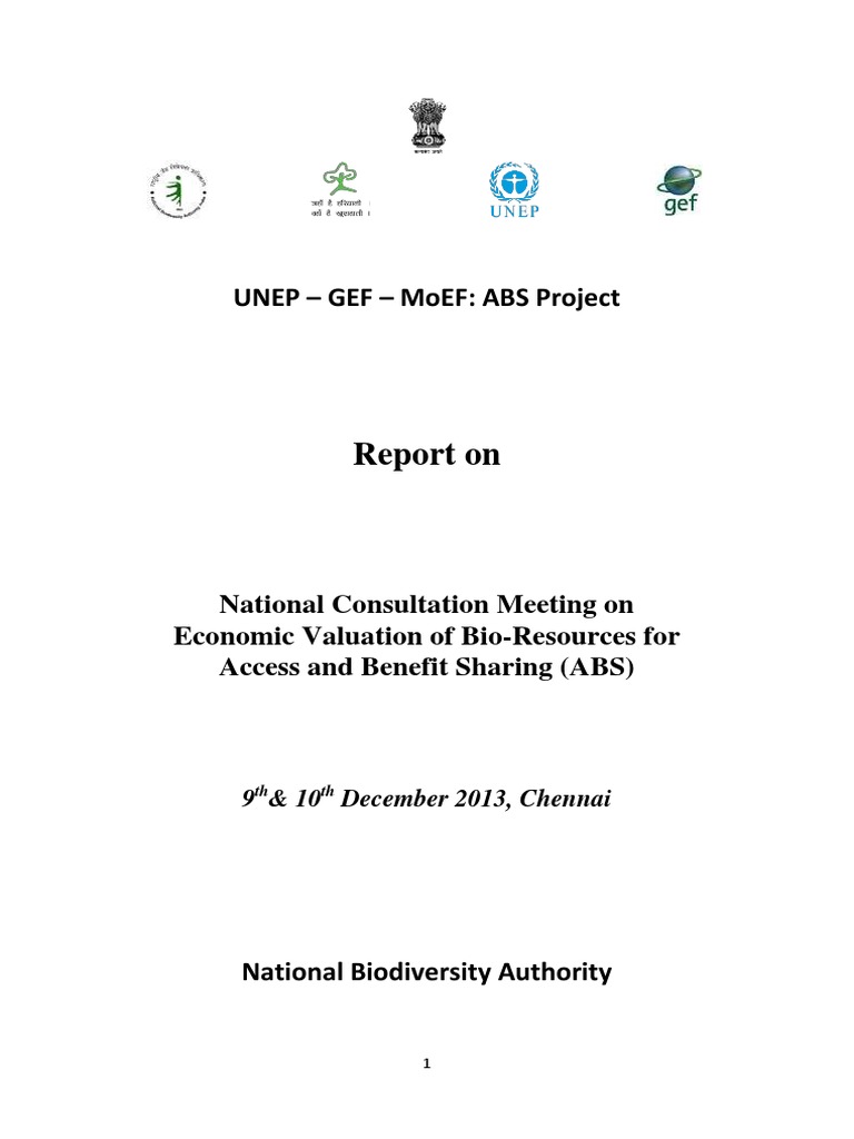 Report On: Unep - Gef - Moef: Abs Project | PDF | Biodiversity ...