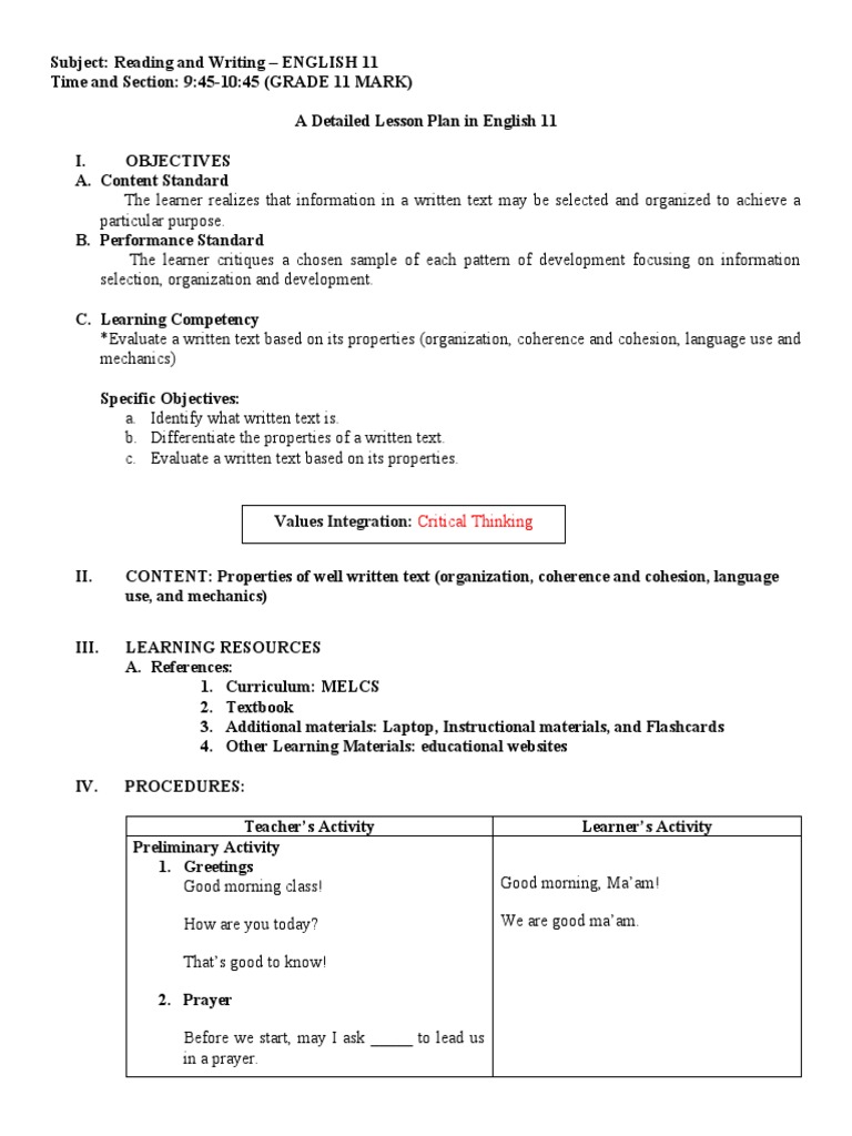Lesson 2 Properties of Well Written Text | PDF | Writing | Plural