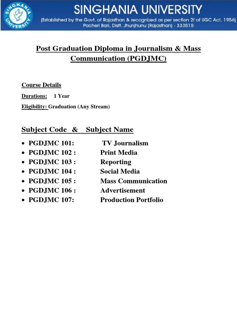 PGDJMC Course: Journalism & Media | PDF | Social Media | Popular ...