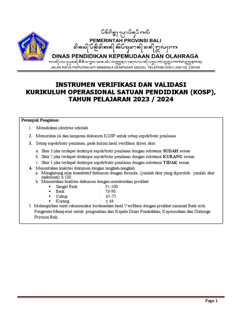 Instrumen KOSP 2023 - SMA | PDF | Bisnis