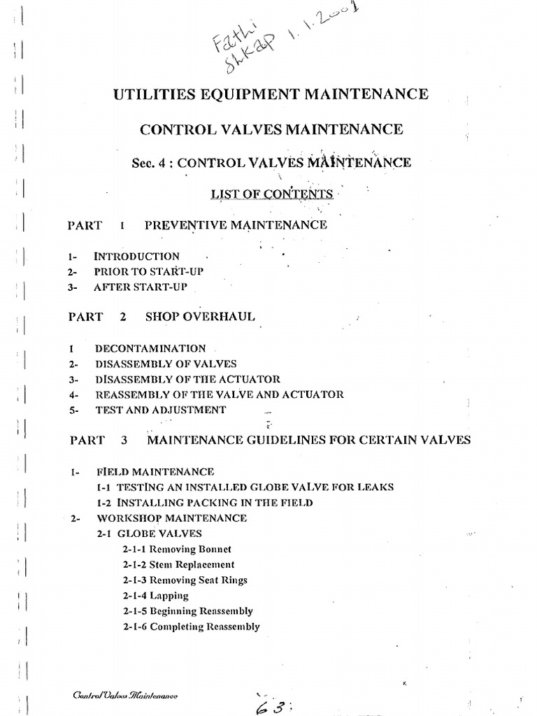 Control Valves Maintenance | PDF | Valve | Leak