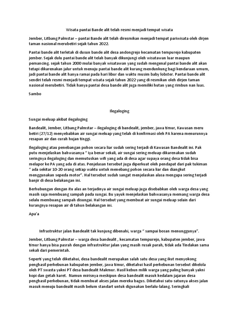 Wisata Pantai Bande Alit | PDF