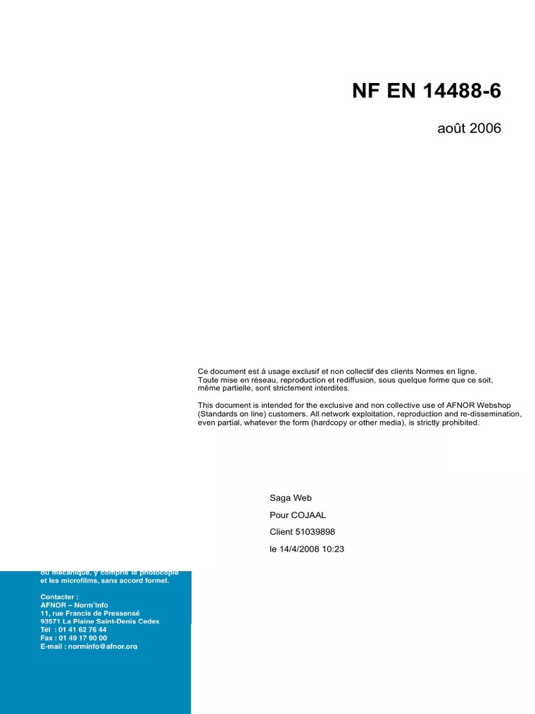 NF en 14488-6 | PDF