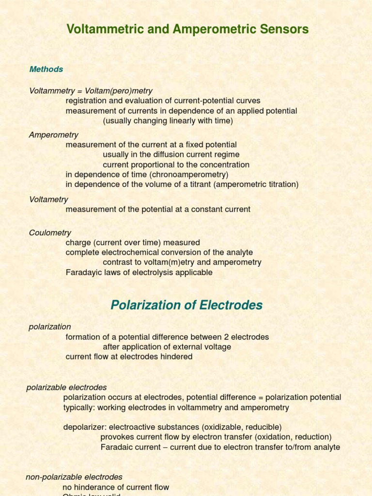 Voltammetric & Amperometric Sensor Guide | PDF | Enzyme | Electrochemistry