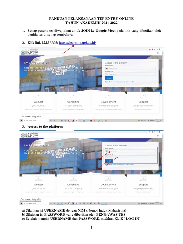 Panduan Pelaksanaan Tep Entry Online Ta 2021-2022 | PDF