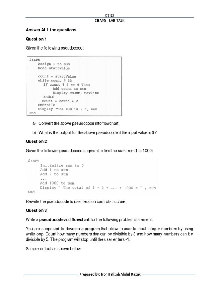 Topic 5 - Lab exercises | PDF