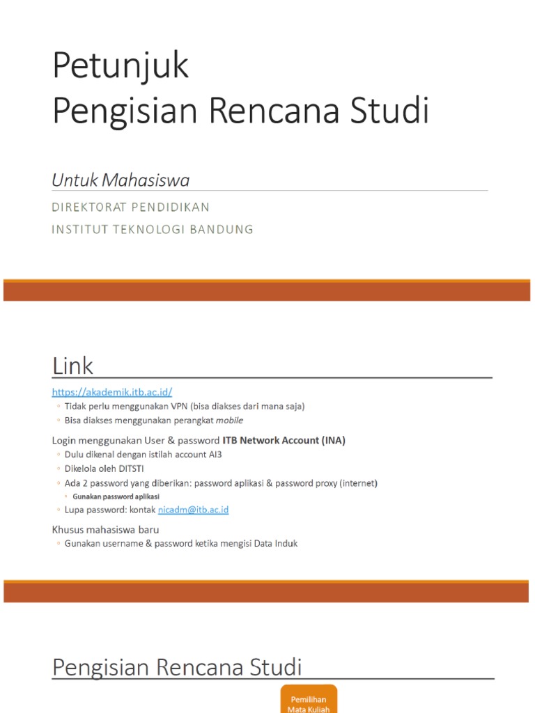 Petunjuk Pengisian Rencana Studi ITB | PDF
