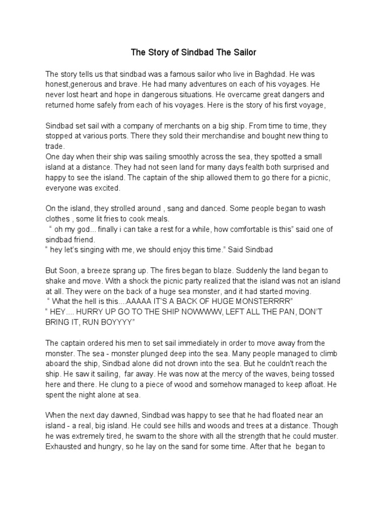 The Story of Sindbad The Sailor | PDF | Shipping | Water Transport