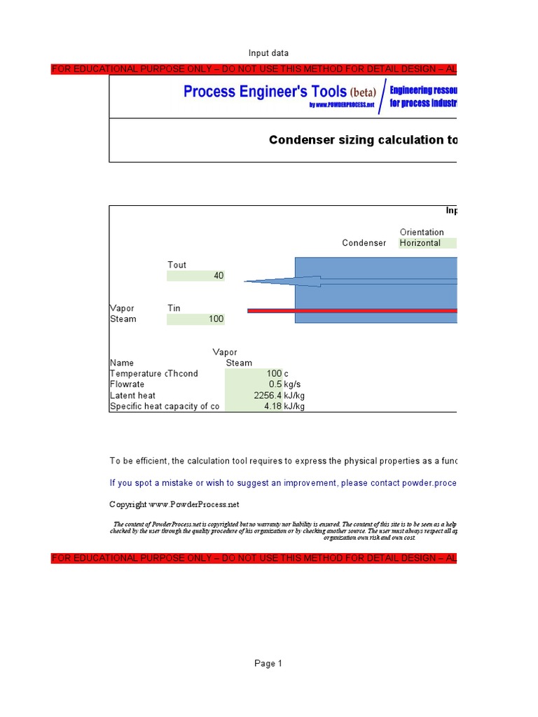 Condenser Calculator | PDF | Heat Exchanger | Reynolds Number
