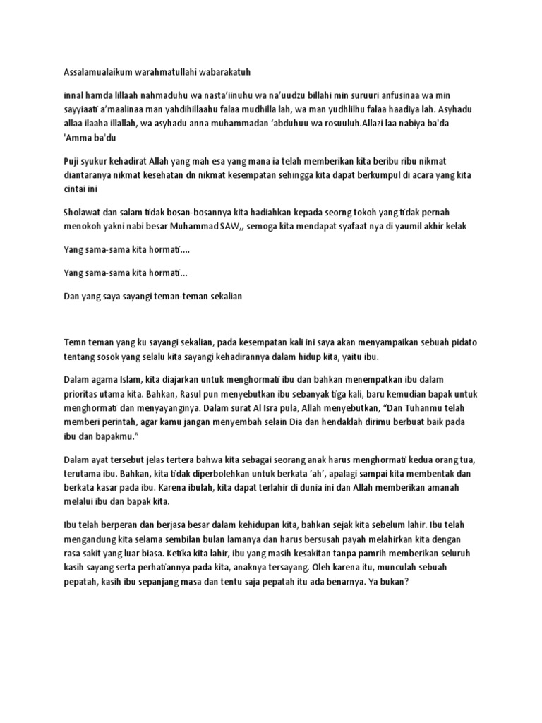 Pidato Tentang Ibu | PDF
