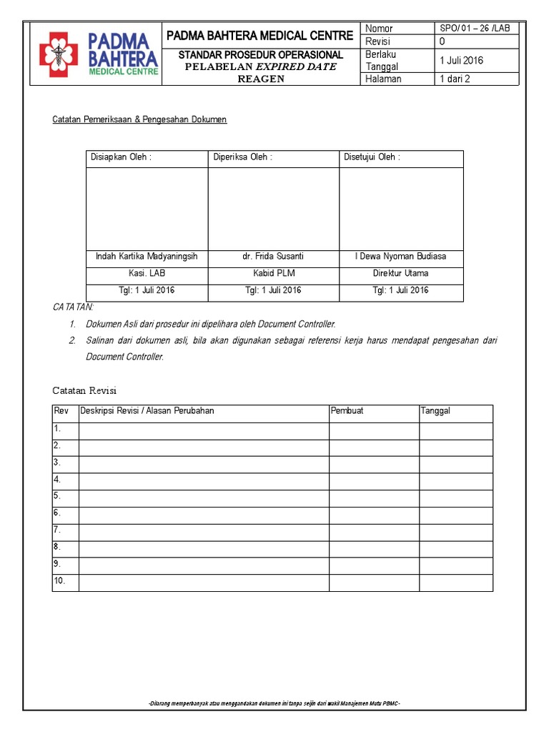 Spo-Lab-Pbmc-026 - Prosedur Pelabelan Reagen | PDF