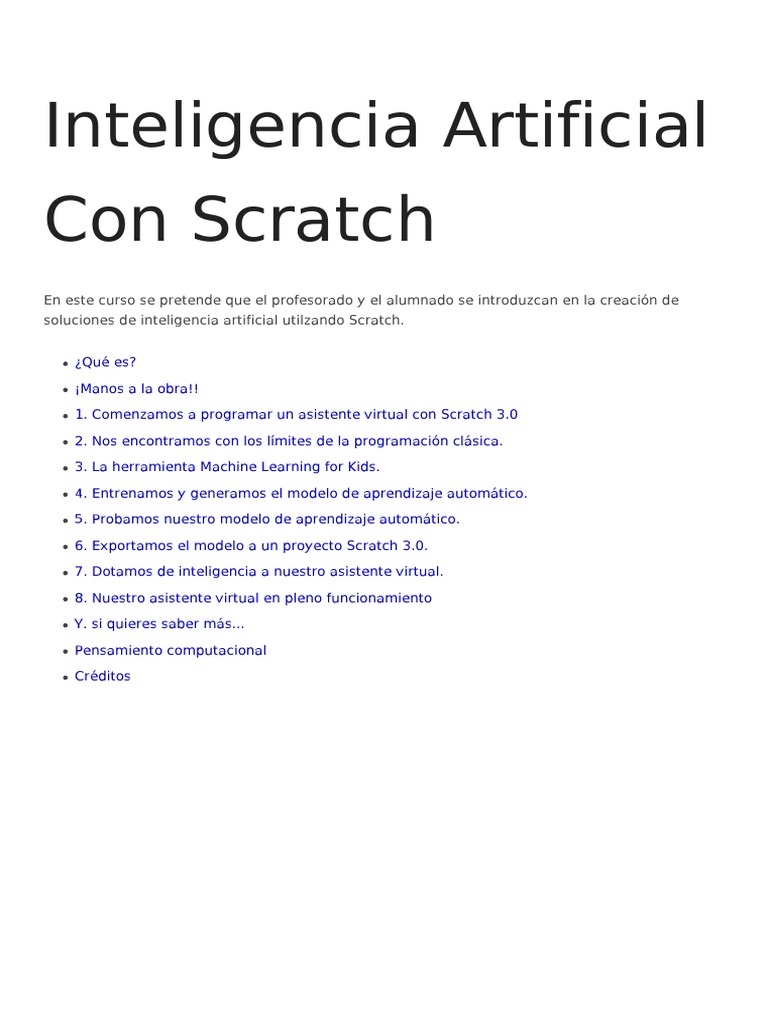Inteligencia Artificial Con Scratch | Descargar gratis PDF | Scratch (lenguaje de programación ...