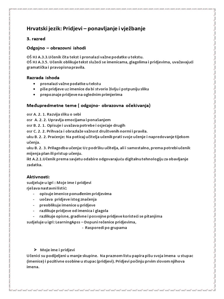 Pridjevi Ponavljanje | PDF