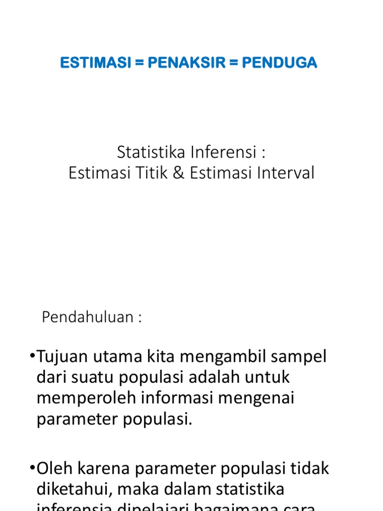 Estimasi Statistik PDF | PDF