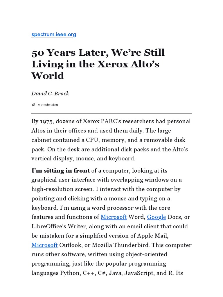 Xerox Alto - An Interesting Story | PDF | Computing | Computer Hardware