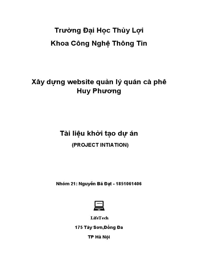 Tài liệu khởi tạo dự án Nhóm 21 | PDF