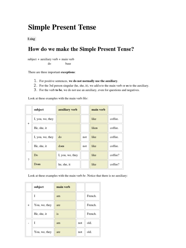 Simple Present Tense | PDF | Verb | Grammatical Tense