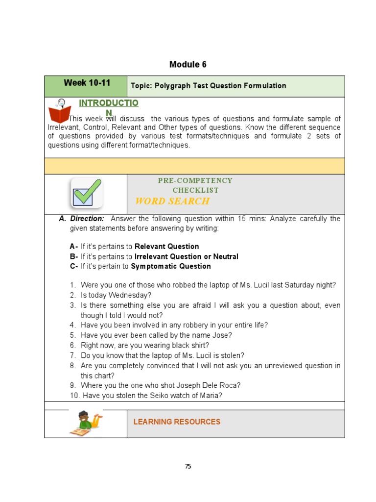 Polygraph Module 6 New | PDF | Polygraph | Question