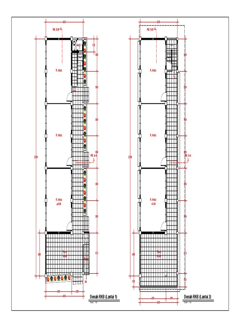 Pot. B-B Pot. B-B: Denah RKB (Lantai 1) Denah RKB (Lantai 2) | PDF