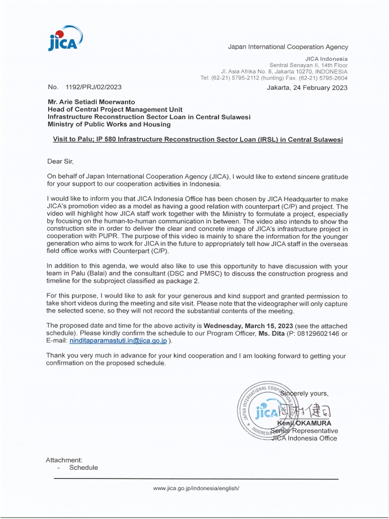 JICA's Letter | PDF