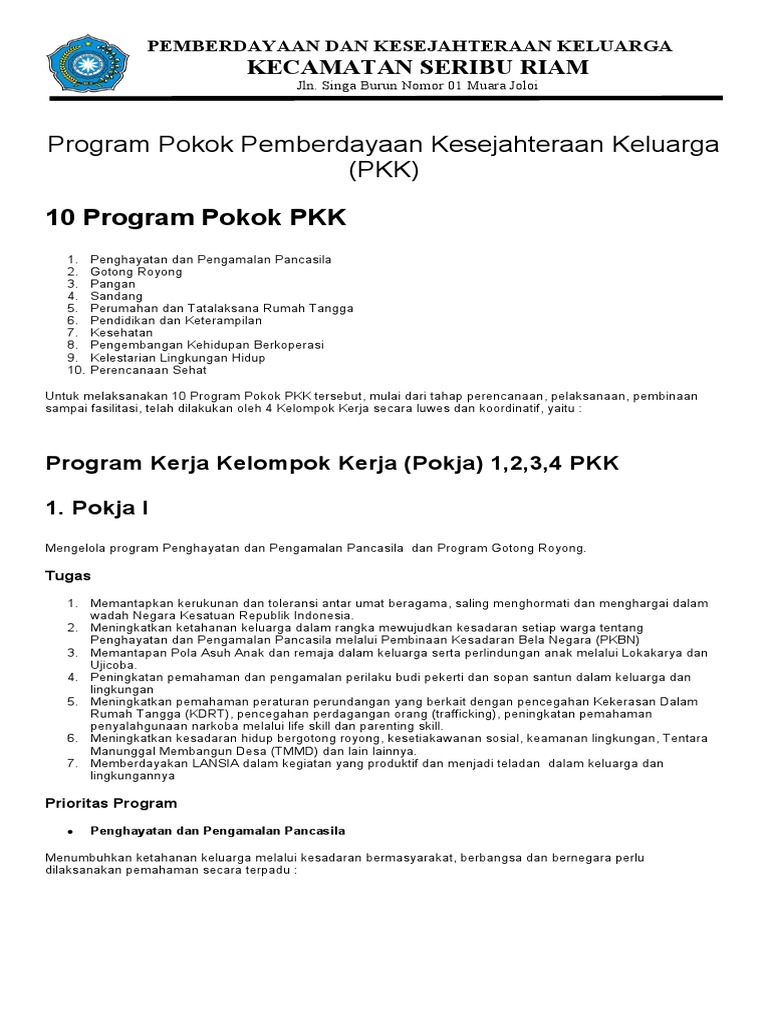 Bahan Program PKK | PDF