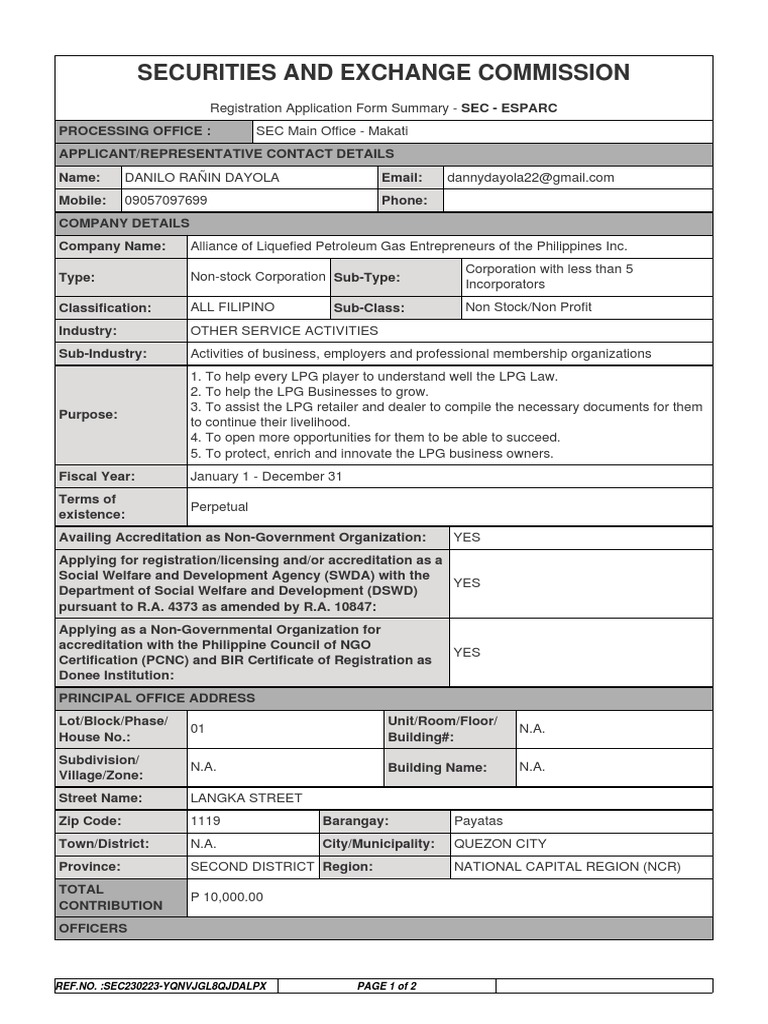 Application Summary Form PDF | PDF | Metro Manila | Philippines